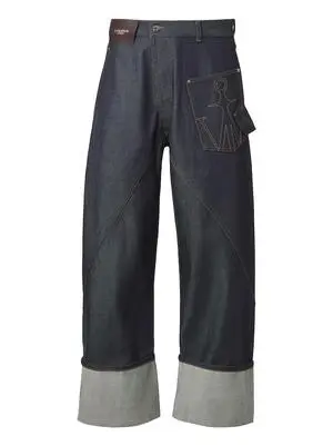 JW Anderson Embroidered Wide-leg Jeans - Blue