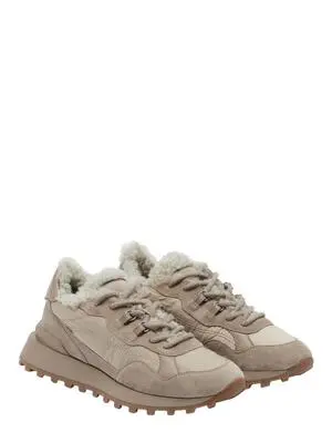 Brunello Cucinelli Shearling-trimmed Sneakers - Beige