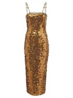 Rachel Gilbert Karter Sequined Cocktail Dress - Gold