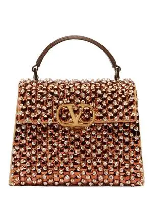 Valentino Garavani Vsling Mini Embellished Top-handle Bag - Brown