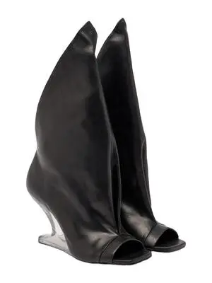 Rick Owens Leather Cantilever Mid-calf Boots - Black