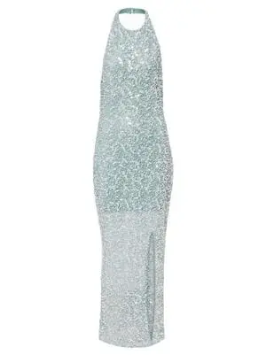 LA FUORI Halterneck Sequined Gown - Blue