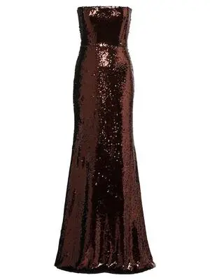 Alex Perry Sequin Bustier Gown - Brown