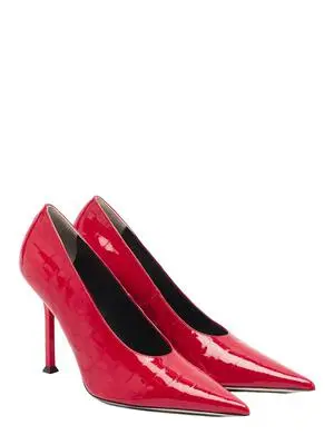 CHRISTEN Christen Helix Croc-Effect Patent Leather Pumps