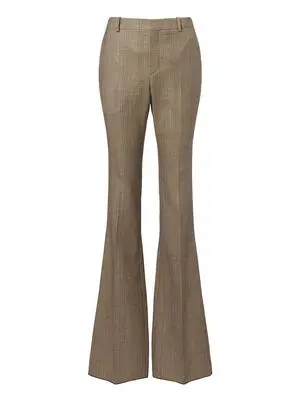 Saint Laurent Prince Of Wales Wool Flared Pants - Beige