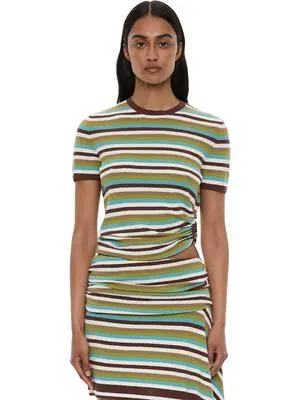Christopher Esber Stripe Knit Orbit Tee - Vert Stripe