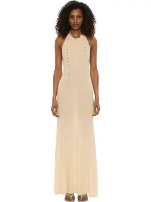 Christopher Esber Beach Quartz Halter Maxi Dress - Bone