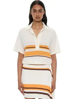 Christopher Esber Stripe Knit Cropped Polo - Solaris Stripe
