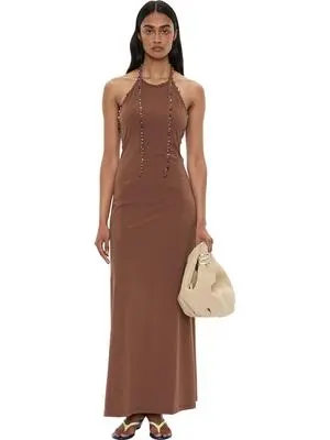 Christopher Esber Quartz Halter Maxi Dress - Husk Brown