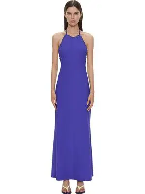 Christopher Esber Beach Quartz Halter Lycra Maxi Dress - Indigo