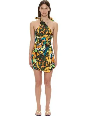 Christopher Esber Tropic Nouveau Scarf Mini Dress - Orange