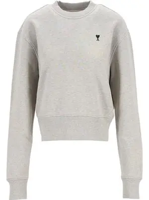 AMI Paris AMI PARIS Crewneck Sweatshirt With Ami De Coeur Embroidery Gray