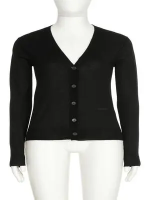 Fendi Fendi Black Cashmere Embroidered Logo Cardigan Black