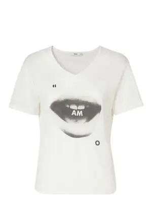 FENDI Fendi Short-Sleeved V-Neck T-Shirt With TI AMO Graphics