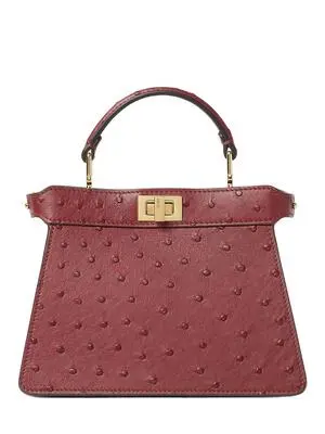FENDI Fendi Peekaboo ISeeU Petite Bag In Dark Red Ostrich Leather