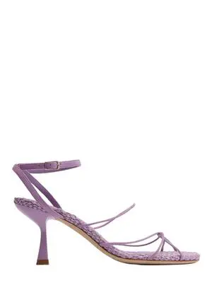 Christopher Esber Blaze Raffia Suede Heel Sandals - Chalky Pink