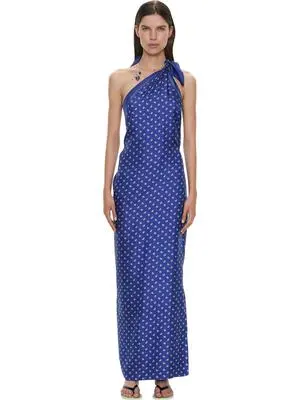 Christopher Esber One-shoulder Bandana Scarf Tie Dress - Indigo