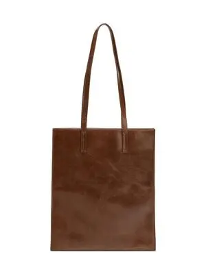 Zara Leather Shoulder Tote Bag - Chocolate