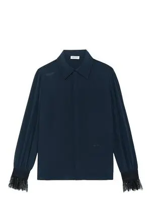 Zadig&Voltaire Thely Silk Shirt With Lace Cuffs - Encre