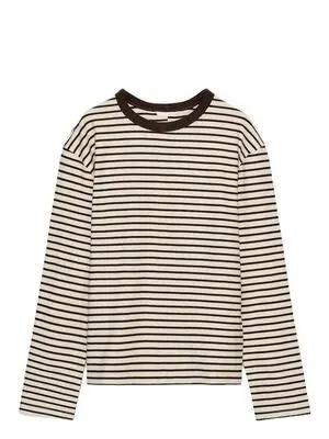 Zara Striped Long Sleeve T-shirt - Beige