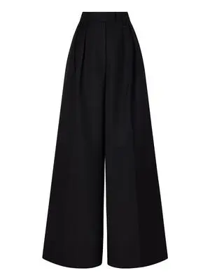 ANINE BING Lou Pleated Woven Wide-leg Pants - Black