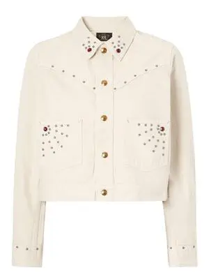 Ralph Lauren Cropped Embellished Denim Jacket - Off-white