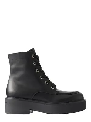 GIANVITO ROSSI Leather Lace-up Ankle Boots - Black