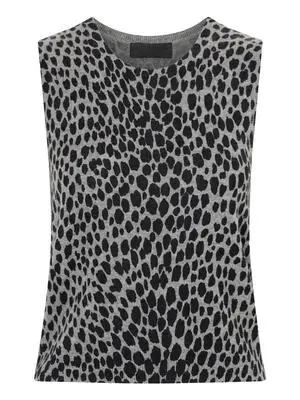 NILI LOTAN Nessa Leopard-jacquard Cashmere Tank - Gray
