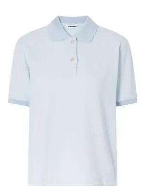 JIL SANDER Logo-embroidered Cotton-piqué Polo Shirt - Light Blue