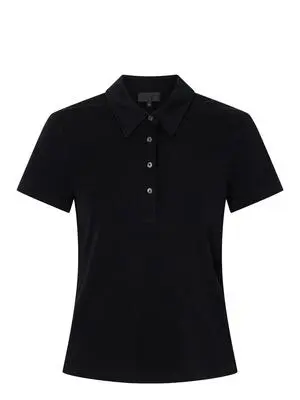 NILI LOTAN Trayelle Merino Wool Polo Shirt - Black