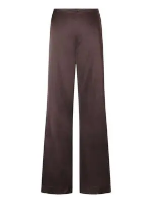 Staud Stroll Silk-dupioni Wide-leg Pants - Brown