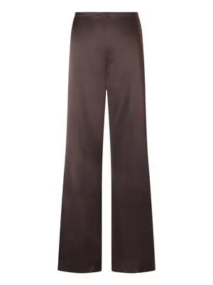 Staud Silk-dupioni Wide-leg Trousers - Brown