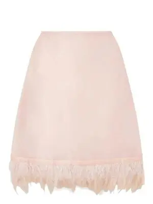 Staud Lark Silk Midi Skirt With Frayed Hem - Pink