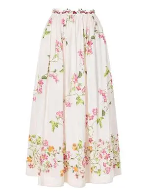 AGUA BENDITA AGUA BY AGUA BENDITA Tangelo Floral-Print Linen Maxi Skirt