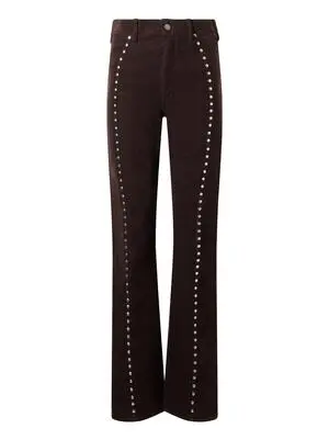 Polo Ralph Lauren Studded Stretch-cotton Corduroy Flared Pants - Brown
