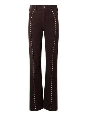 Polo Ralph Lauren Studded Stretch-cotton Corduroy Flared Pants - Chocolate