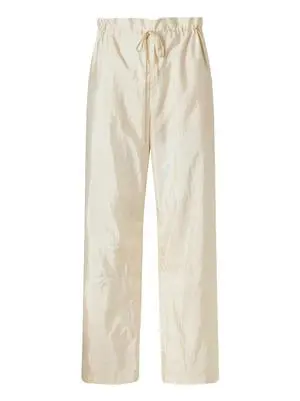 Aflalo Morocco Cotton And Silk-blend Wide-leg Pants - Neutrals