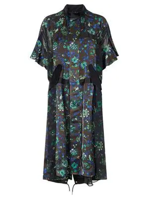 Sacai Floral-print Satin Midi Dress - Multi