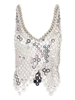 Rabanne Sequined Chainmail Tank - Silver