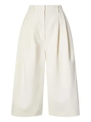 Co Pleated Woven Wide-leg Pants - Neutrals