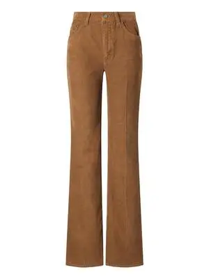 Saint Laurent High-rise Flared Corduroy Pants - Brown