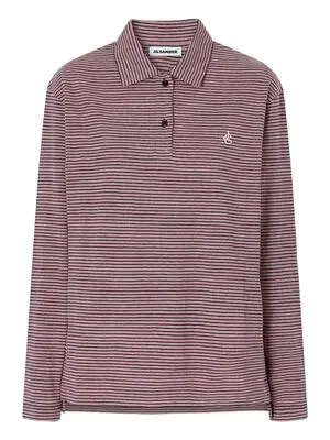 JIL SANDER Striped Cotton-jersey Polo Shirt - Red