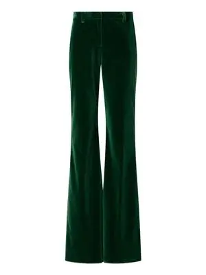 Etro Stretch-cotton Velvet Flared Pants - Green