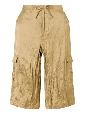 Aflalo Bromer Crinkled-satin Straight-leg Shorts - Beige