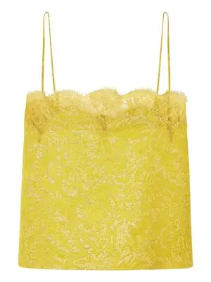 Saint Laurent Brocade And Lace Cami - Yellow