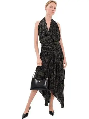 Proenza Schouler Paulina Printed Pleated Halter Maxi Dress - Black Multi