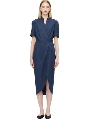 CALLAS MILANO CALLAS MILANO Bali Wrap Dress With Pleated Trousers Detail Navy