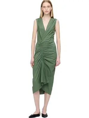 CALLAS MILANO Agnes V-neck Wrap Dress With Ruching - Military