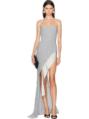 Burc Akyol Mila Lurex Gown - Silver