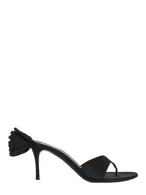Magda Butrym Satin Flower Sandal Heel - Black